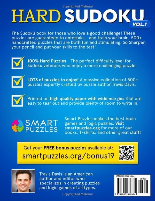 Hard Sudoku Book for Adults: 500+ Puzzles With Solutions - Vol. 1 ...